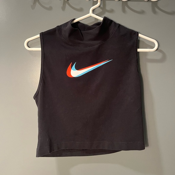 Nike | Tops | Nike Tank Top Black Cropped With Neon Nike Logo | Poshmark
